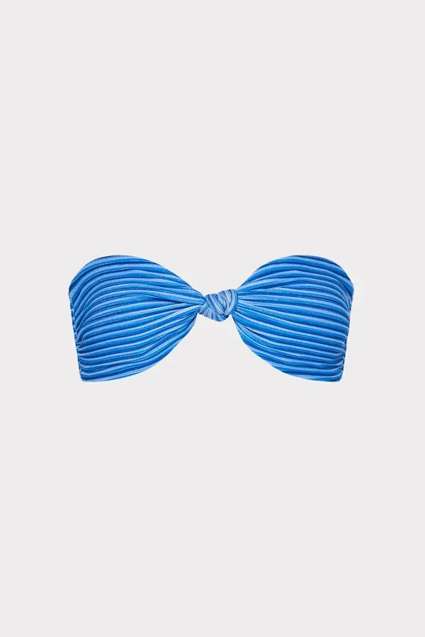 MILLY Stripe Knot Bandeau Bikini Top - Blue