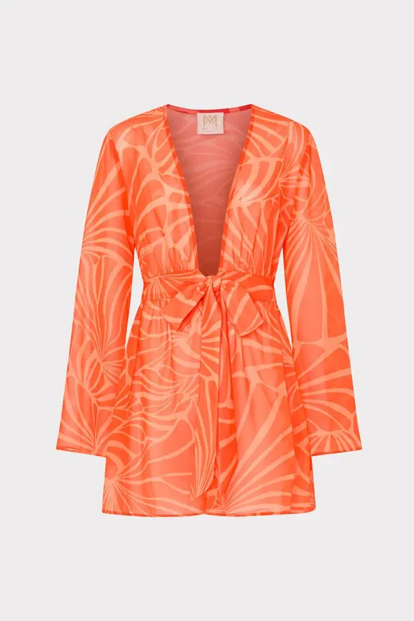 MILLY Jessie Abstract Kai Print Chiffon Mini Cover-up - Orange