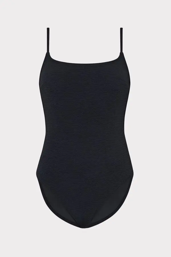 MILLY Grace Textured One Piece - Black