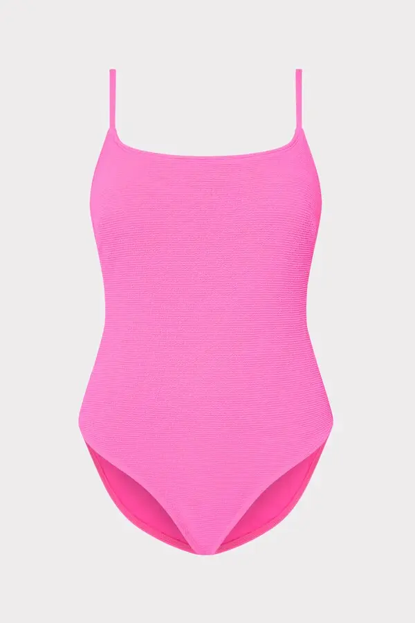 MILLY Grace Textured One Piece - Pink