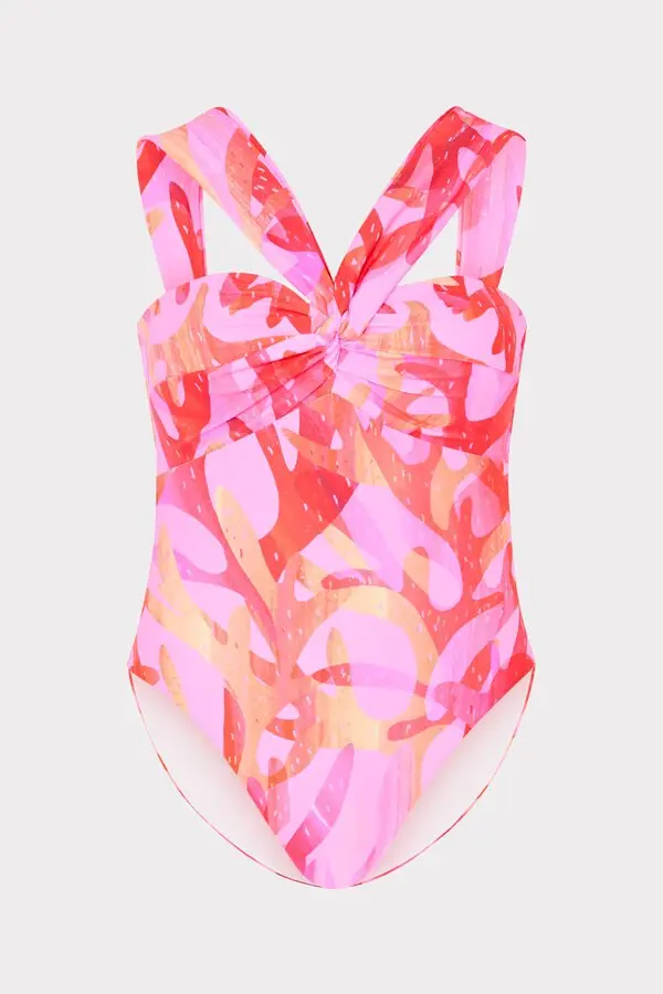 MILLY Betsy Italian Under The Sea Bandeau One Piece - Milly Pink