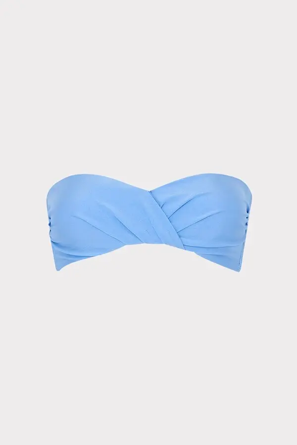 MILLY Soleil Gloss Twist Bandeau Bikini Top - Mineral Blue