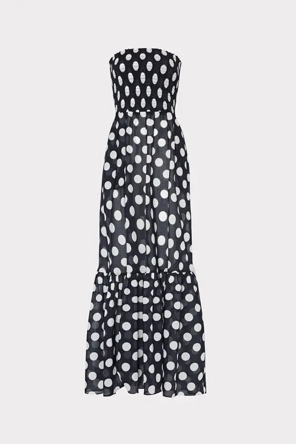 MILLY Olen Polka Dot Strapless Cover-up Dress - Black/white