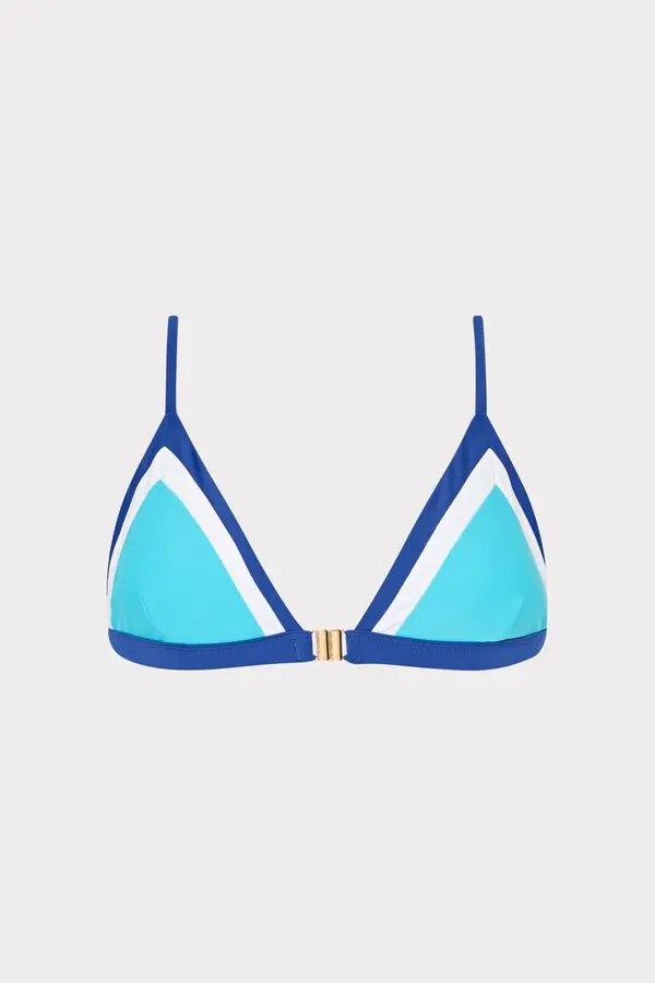 MILLY Positano Color Block Bikini Top - Ocean Blue
