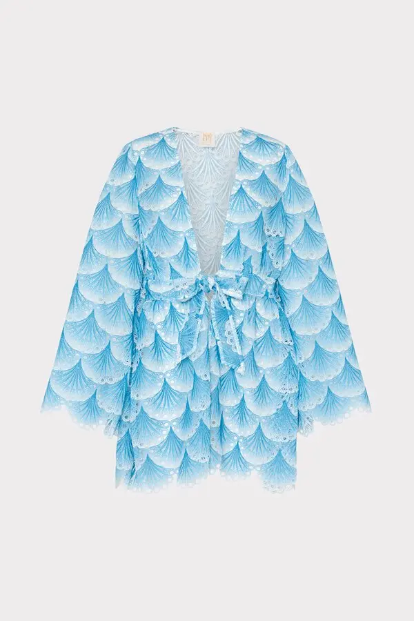 MILLY Jessie Bubble Wave Lace Cover-up - Blue/white