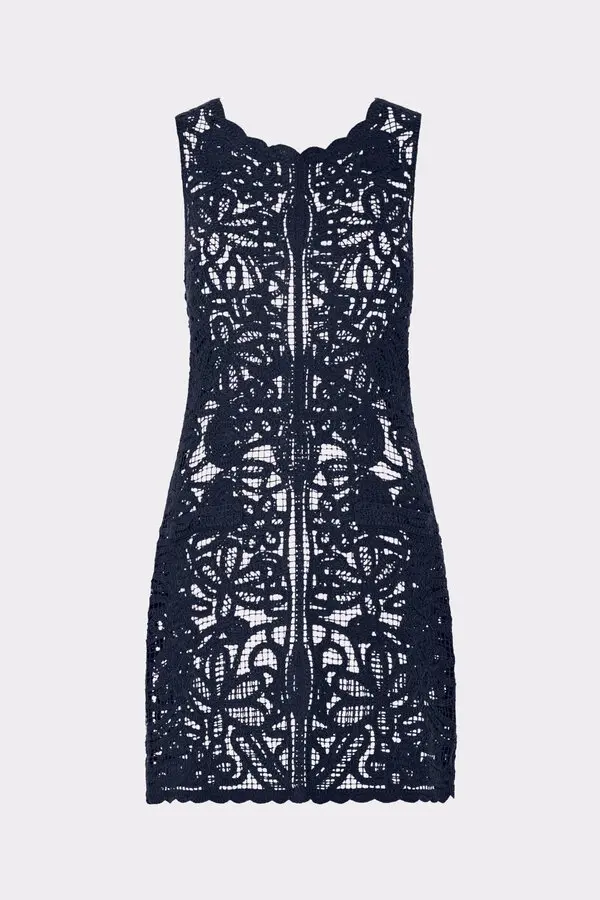 MILLY Crochet Mini Cover-up Dress - Navy