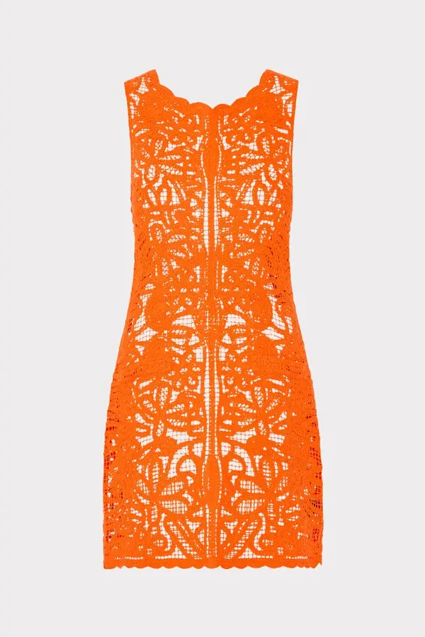 MILLY Crochet Mini Cover-up Dress - Orange