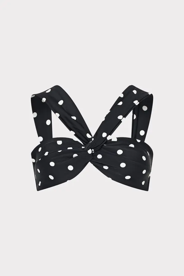 MILLY Olivia Polka Dot Bandeau Top - Black/white
