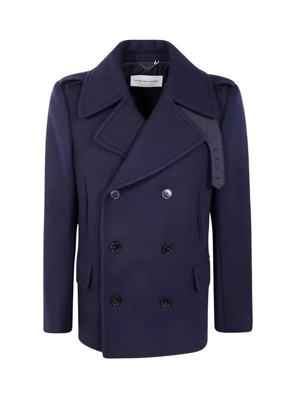 Dries Van Noten Double-breasted Rafaell Pea Coat - Blue