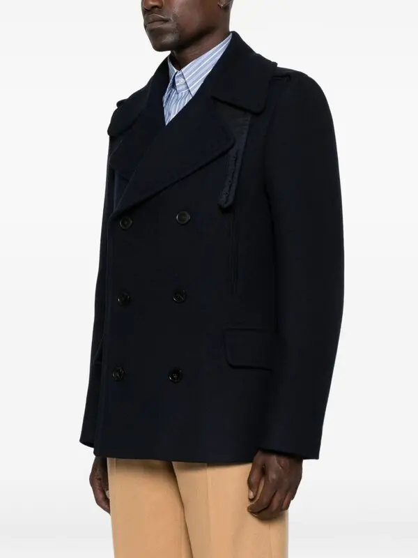 Dries Van Noten Double-breasted Rafaell Pea Coat - Blue