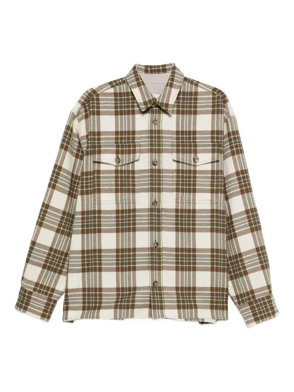 Ami Wool Checked Overshirt - Beige