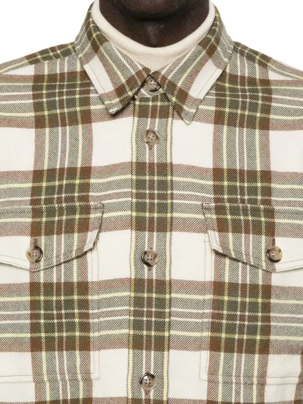 Ami Wool Checked Overshirt - Beige