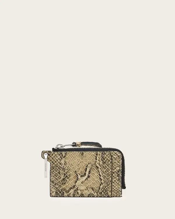 ALLSAINTS Remy Leather Snake Wallet - White