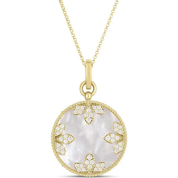 Roberto Coin Venetian Medallion Pendant Necklace - Yellow Gold/mother Of Pearl