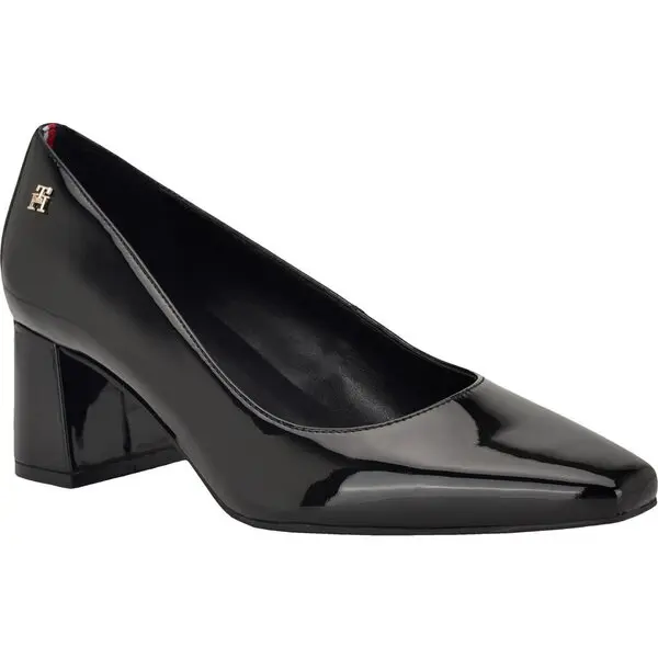 Tommy Hilfiger Block Heel Pump - Black Shiny