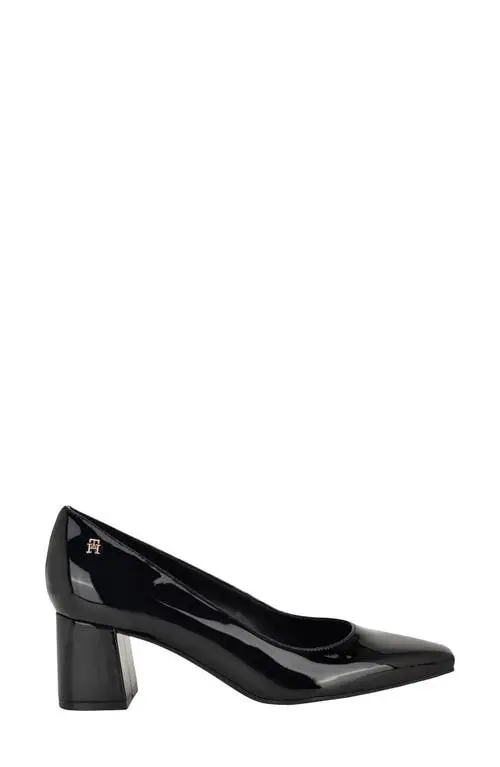 Tommy Hilfiger Block Heel Pump - Black Shiny