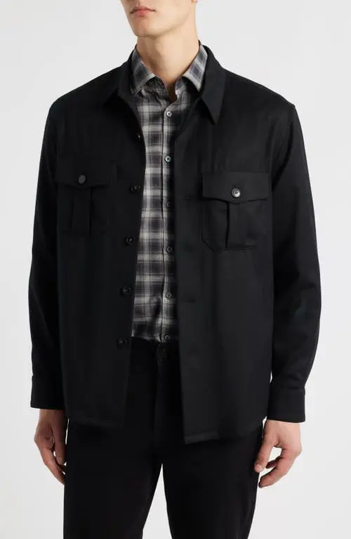 Canali Regular Fit Wool Flannel Overshirt