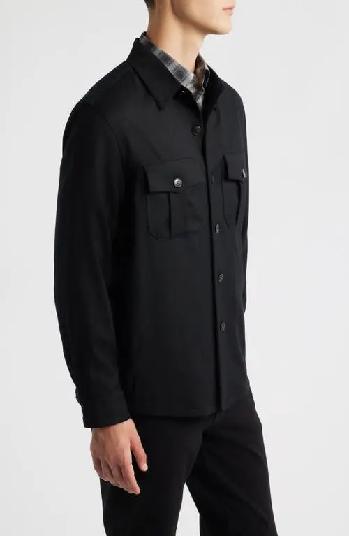 Canali Regular Fit Wool Flannel Overshirt