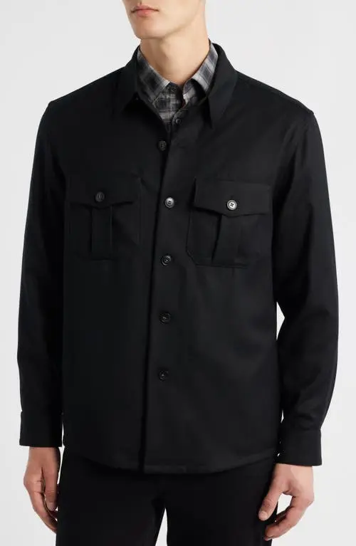Canali Regular Fit Wool Flannel Overshirt
