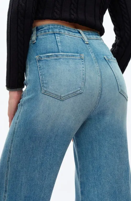 BAYEAS High-waist Wide-leg Jeans - Medium Blue