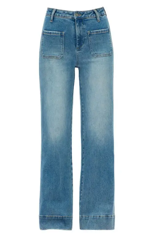 BAYEAS High-waist Wide-leg Jeans - Medium Blue