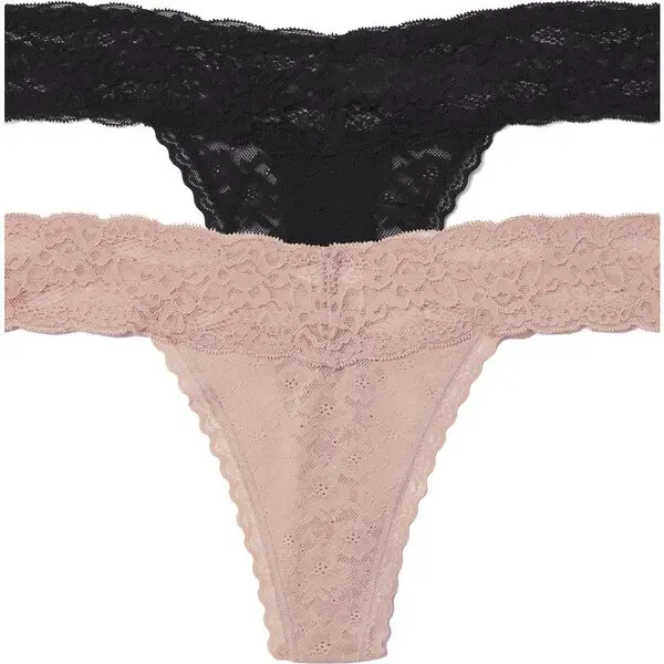 SKARLETT BLUE Goddess Lace Thong 2-pack - Black/romance