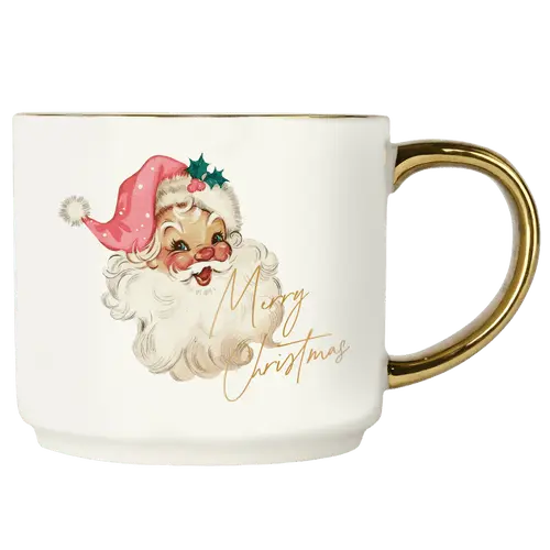 SWEET WATER DECOR Gold Handle Holiday Coffee Mug - Vintage Santa