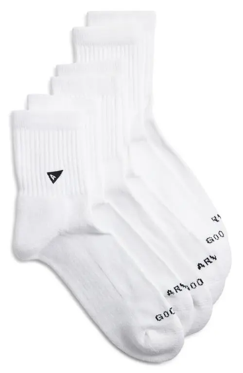 ARVIN GOODS Assorted 3-pack Quarter Crew Socks - White