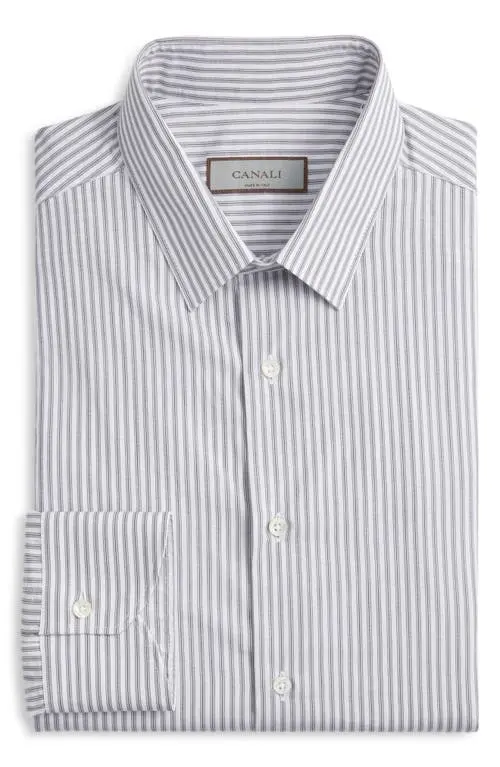 Canali Regular Fit Stripe Dress Shirt - Grey