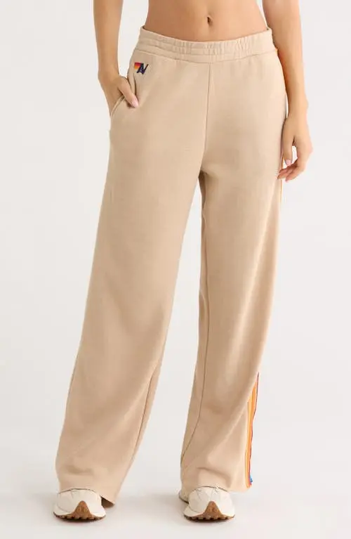 Aviator Nation 5-stripe Wide Leg Sweatpants - Sand