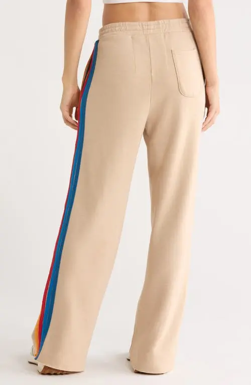 Aviator Nation 5-stripe Wide Leg Sweatpants - Sand