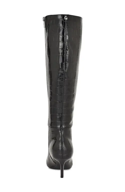Nine West Kimdee Knee High Boots - Black Croco Print