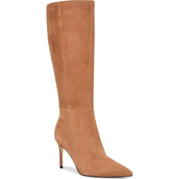 Nine West Pointed Toe Knee High Boots - Dark Natural