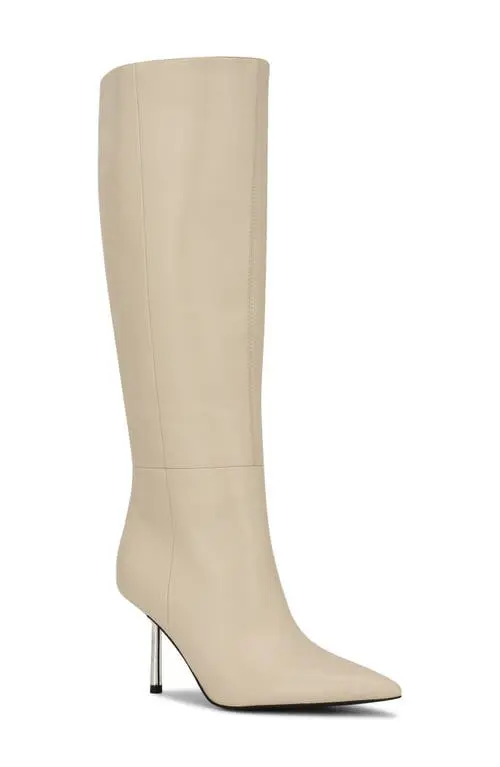 Nine West Pointed Toe Knee High Boots - Ivory