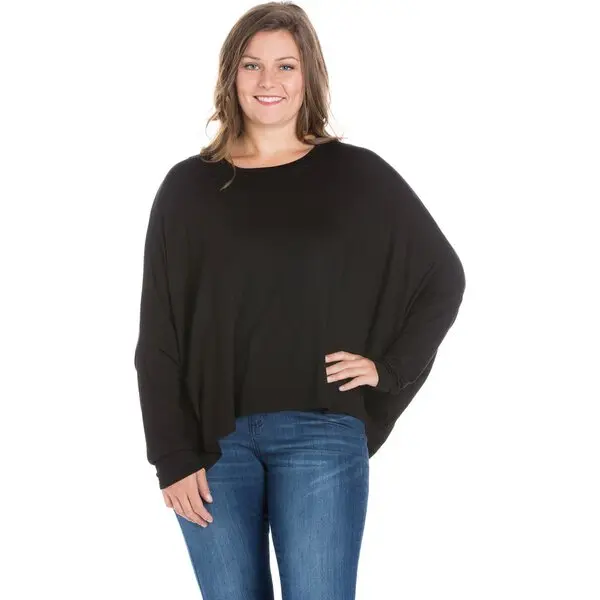 24SEVEN COMFORT APPAREL Oversized Long Sleeve Dolman Top - Purple