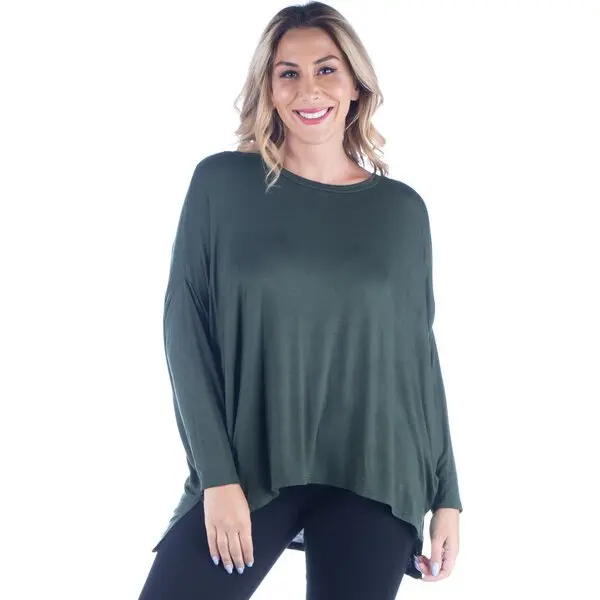 24SEVEN COMFORT APPAREL Oversized Long Sleeve Dolman Top - Purple