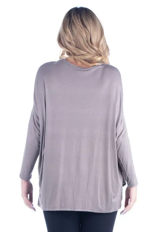 24SEVEN COMFORT APPAREL Oversized Long Sleeve Dolman Top - Purple