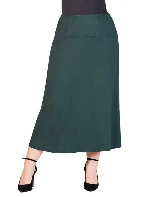 24SEVEN COMFORT APPAREL Elastic Waist Maxi Skirt - Hunter