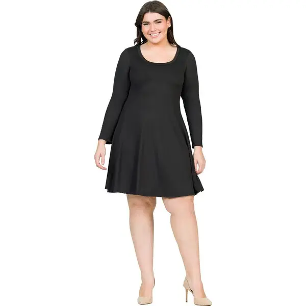 24SEVEN COMFORT APPAREL A-line Mini Dress - Black