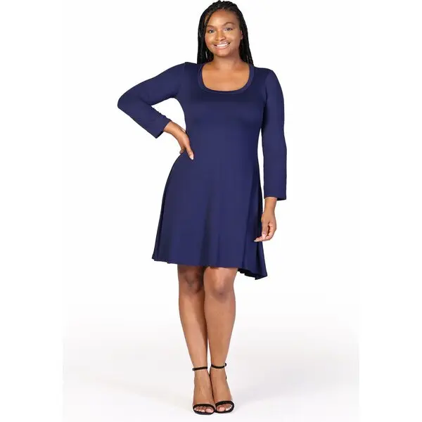 24SEVEN COMFORT APPAREL A-line Mini Dress - Navy