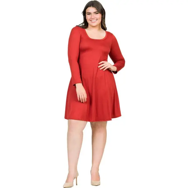 24SEVEN COMFORT APPAREL A-line Mini Dress - Rust
