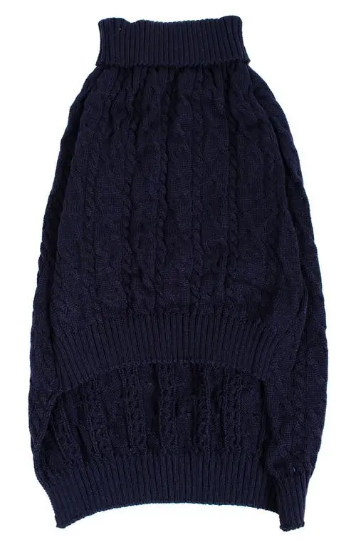 Shinola Cable Knit Dog Sweater - Navy