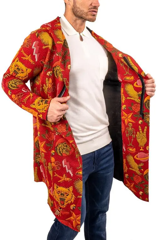 MACEOO Printed Hooded Sportcoat Jacket