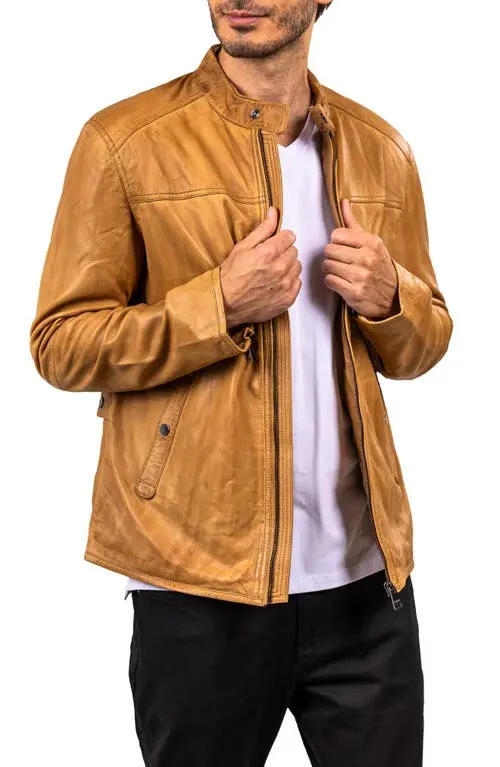MACEOO Washed Lambskin Leather Jacket