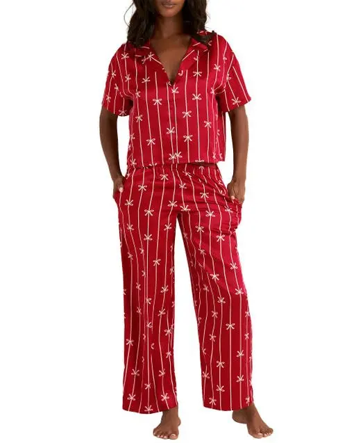 ADORE ME Verity Pajama Set - Stripe Red