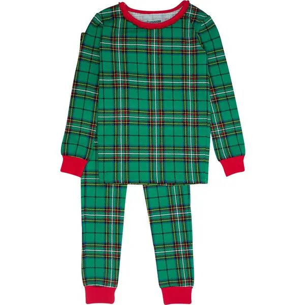 RUFFLEBUTTS Modal Blend Ruffle Long Sleeve Pajama Set - Green Nicholas Plaid