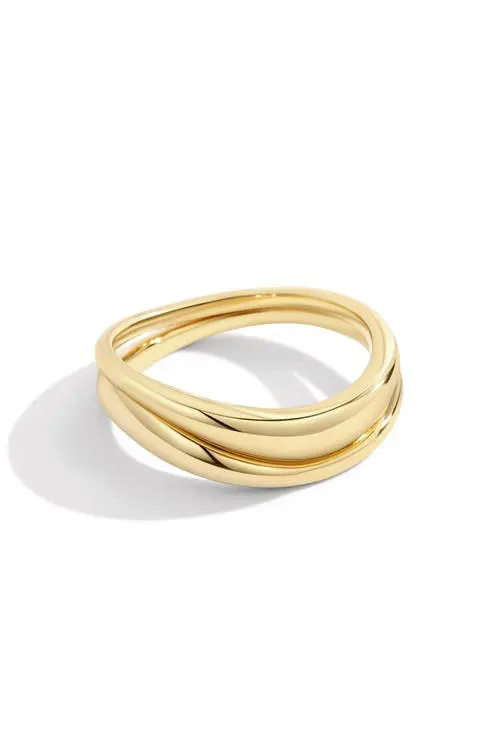 MINT & LILY Organic Stacking Ring Set - 18k Gold Over Sterling Silver