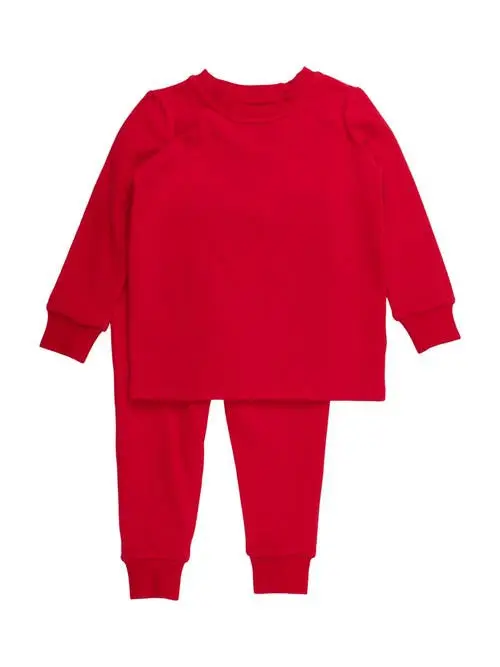 RUFFLEBUTTS Modal Blend Long Sleeve Pajama Set - Red