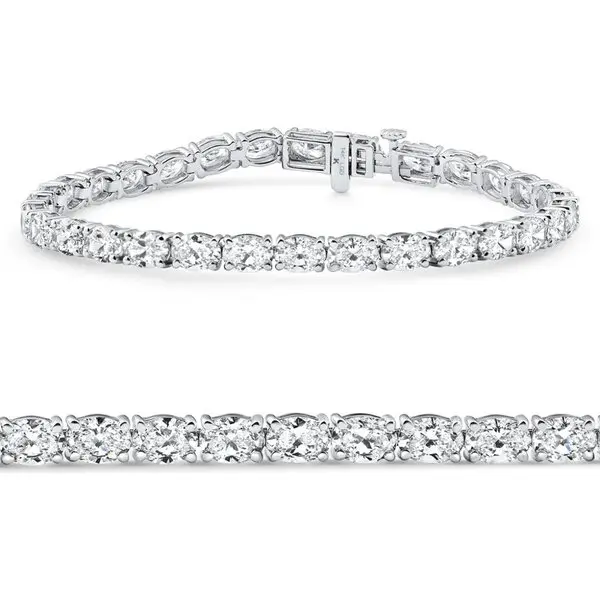 BLISS DIAMOND 10.75ct Oval Cut Lab Grown Diamond Tennis Bracelet - 14k White Gold
