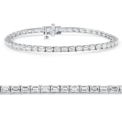 BLISS DIAMOND 7ct Emerald Cut Tennis Bracelet 14k Gold Lab Grown - 14k White Gold